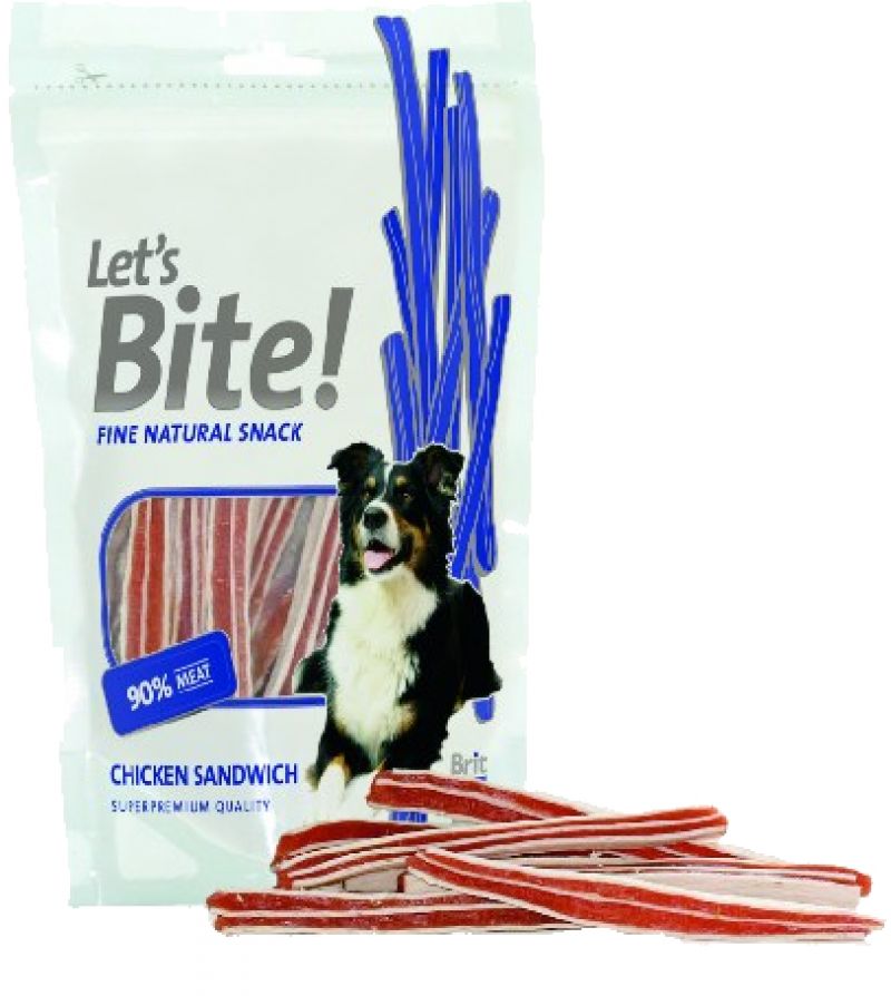 Maškrty pre psy BRIT Lets Bite Dog Chicken Sandwich 80g - ceny a ...